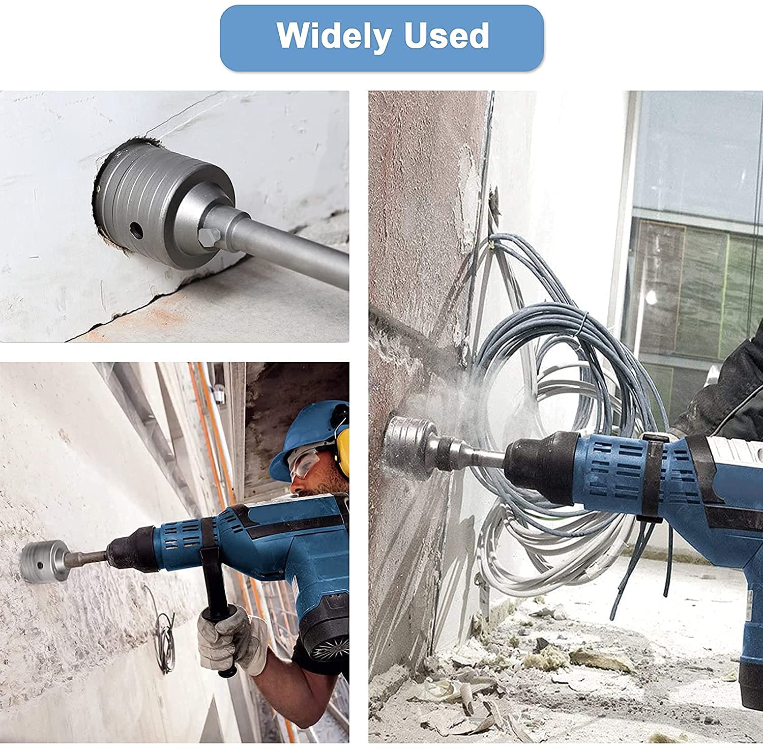 Drill Bit Set, 10pcs TCT Core Drill Bit Set SDS Plus Extension Shank Tungsten Masonry Diamond Hole Cutters for Concrete Stone Granite Marble Tiles Ceramic