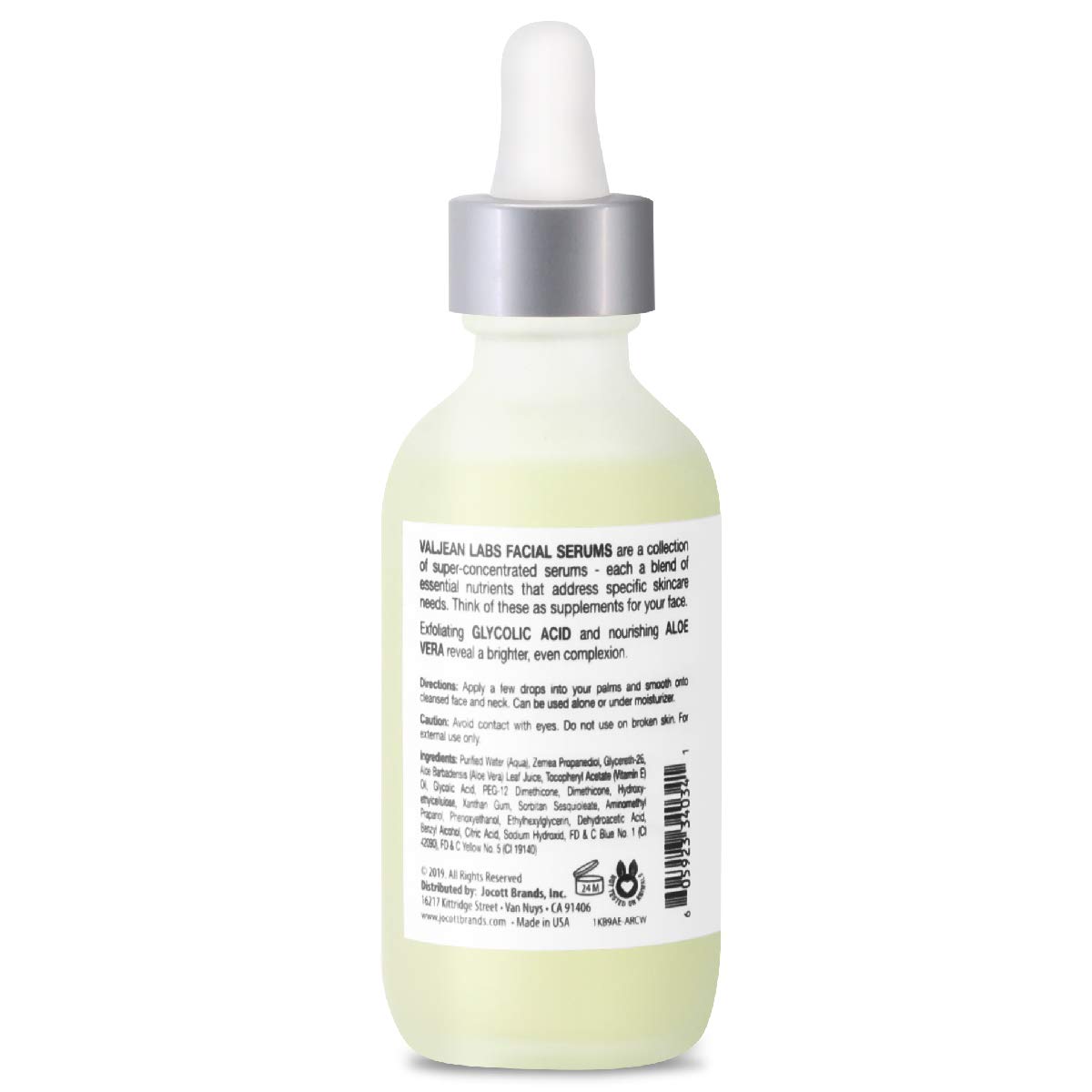 Valjean Labs Smooth Face Serum | Glycolic Acid + Aloe Vera | Helps to Exfoliate and Smooth for a Brighter Complexion | Paraben Free, Cruelty Free, Made in USA (1.83 oz)