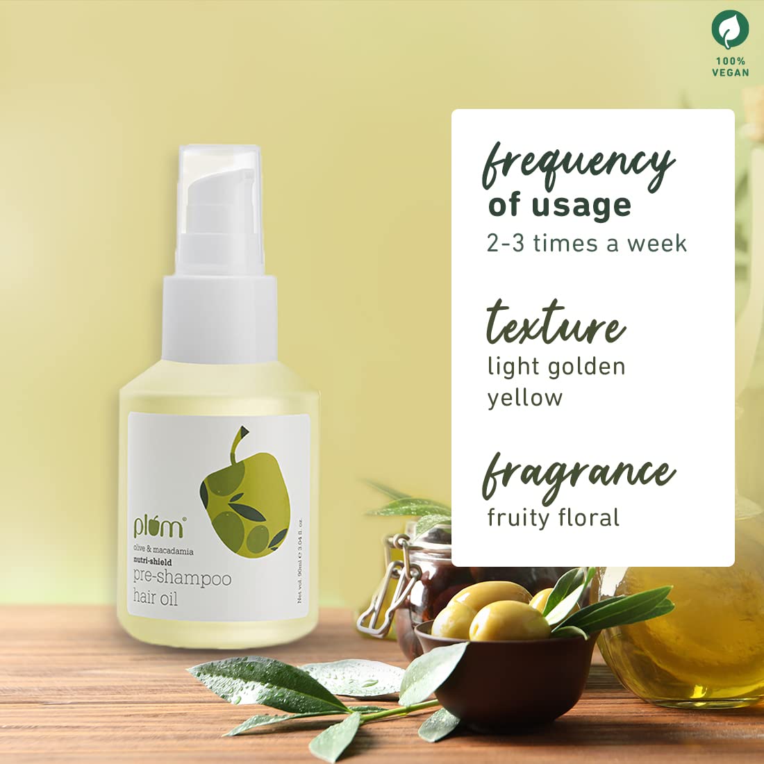 Olive and Macadamia Nutri-Shield Pre-Shampoo Hair Oil, For Dull, Damaged, Coloured Hair | Vegan Hair Oil