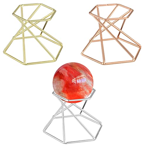 Ainvhh 3 PCS Hexagon Metal Display Stand Mystical Quartz Ball Photography Props FengShui Divination Spheres Decorative Glass Ball Base