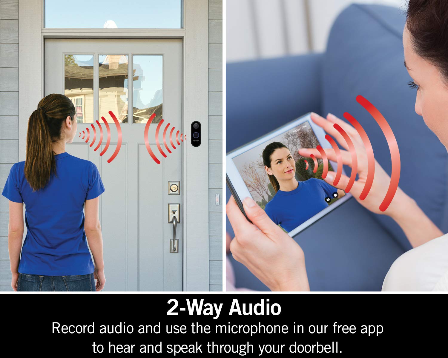 Night Owl 1080p HD Smart Video Doorbell with Night Vision, 2-Way Audio, Remote Viewing Mobile App, Real-Time Alerts, Human Detection Technology, Wide Viewing Angle and Customizable Storage Options
