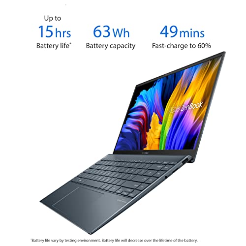 ASUS ZenBook 14 Ultra-Slim Laptop 14β FHD Display, AMD Ryzen 7 5800H CPU, Radeon Vega 7 graphics, 16GB RAM, 1TB PCIe SSD, NumberPad, Windows 11 Pro, Pine Grey, UM425QA-EH74