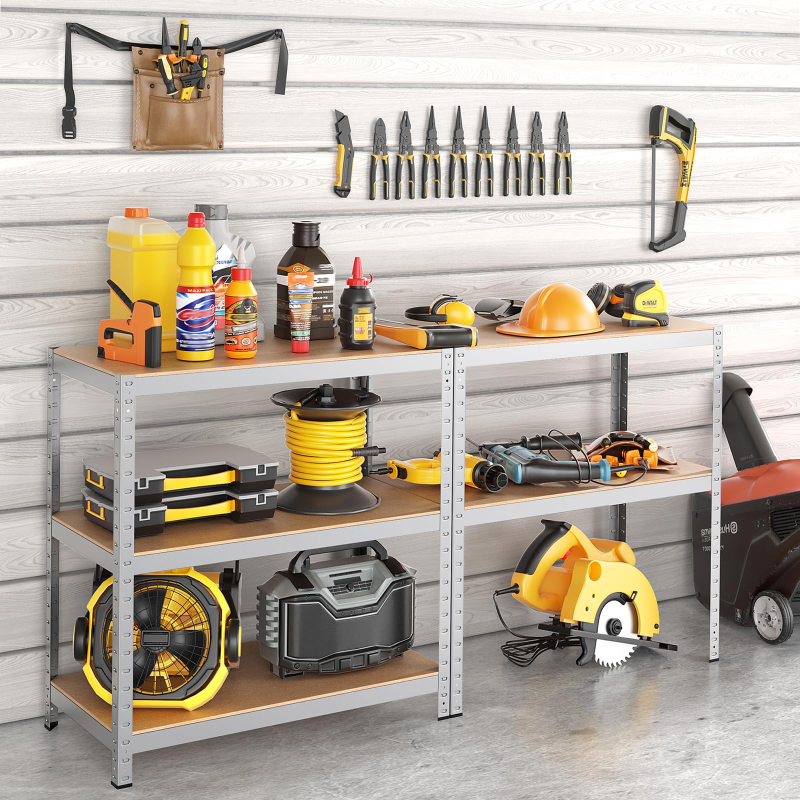 ERGOMASTER Garage Storage Shelves 5-Tier Garage Shelving Unit 2920LBS Heavy Duty Shelving Adjustable Boltless Organizer Rack for Garage Warehouse Pantry Office 72" W x 18" D x 72" H(Siler,2Pack)