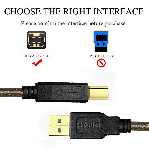 Printer Cable 25 Feet USB 2.0 Type A Male to Type B Male Printer Scanner Cable High Speed USB A to B Cable Compatible with HP, Canon, Brother, Epson, Xerox, Samsung etc