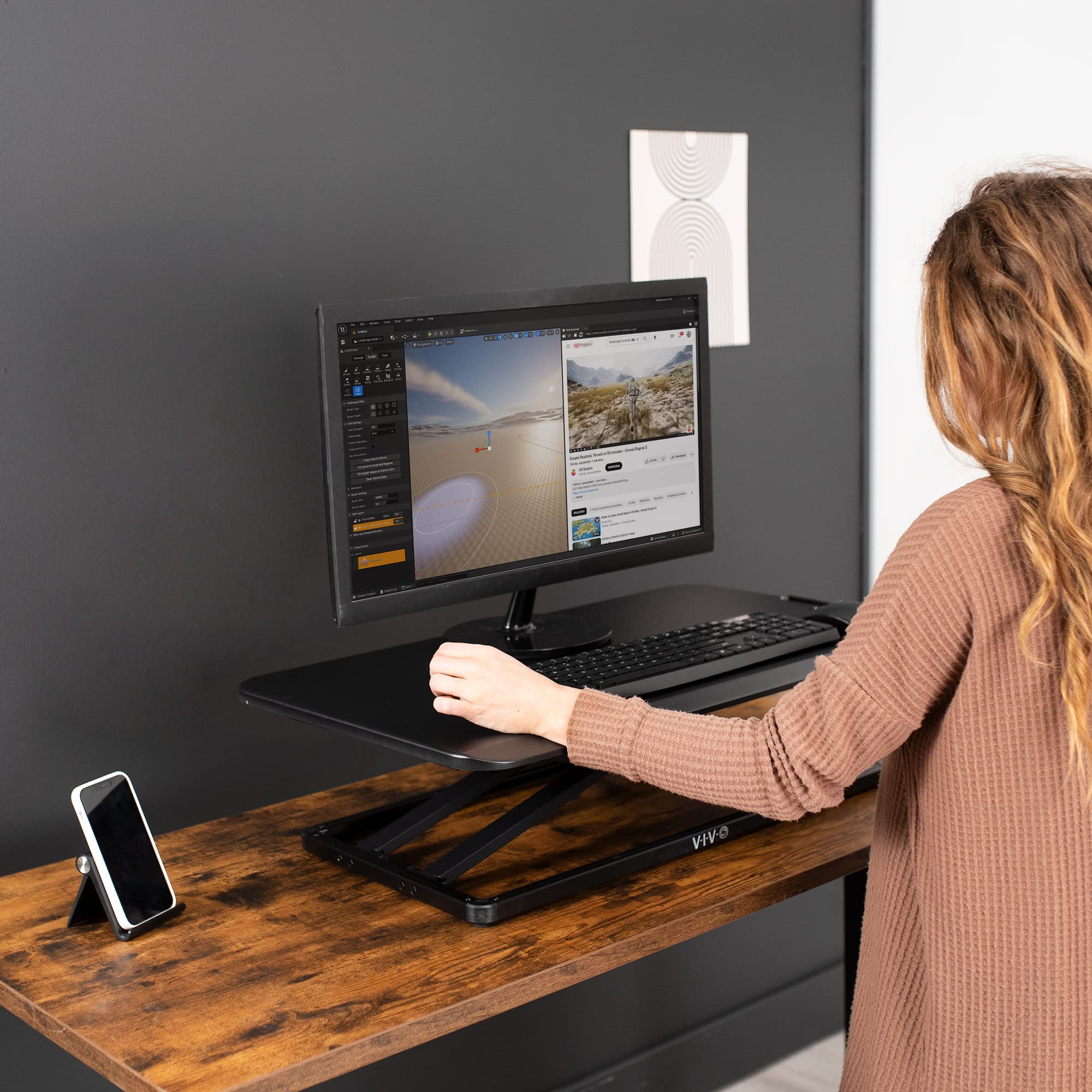 VIVO Economy Single Top Height Adjustable 29 inch Standing Desk Converter, Sit Stand Tabletop Monitor and Laptop Riser Platform Workstation, DESK-V000U