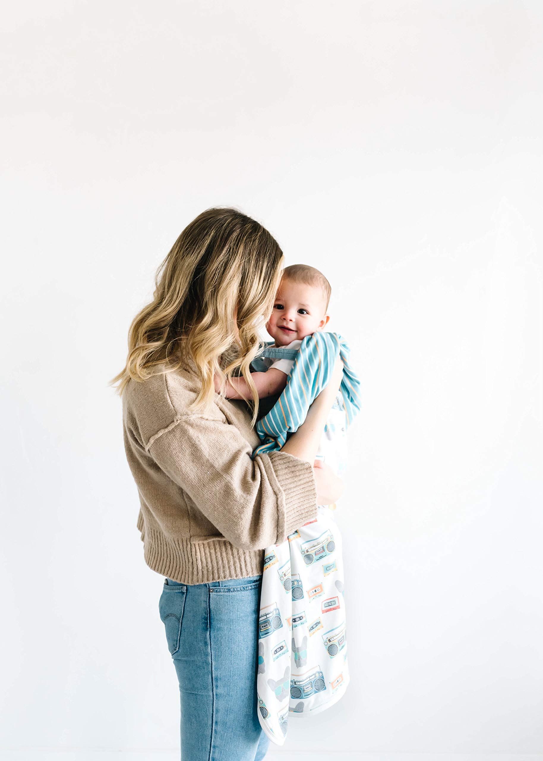 Copper Pearl Large Premium Knit Baby 3 Layer Stretchy Quilt Blanket Bruno