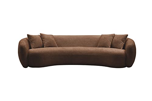 ERYE 102" 5 Seats Teddy Fleece Boucle Curved Sofa, Modern Half Moon Comfy Sectional Leisure Couch, Beautiful Freestanding Sofa&Couch for Living Room, Professionally Perfect Shape More Decorative