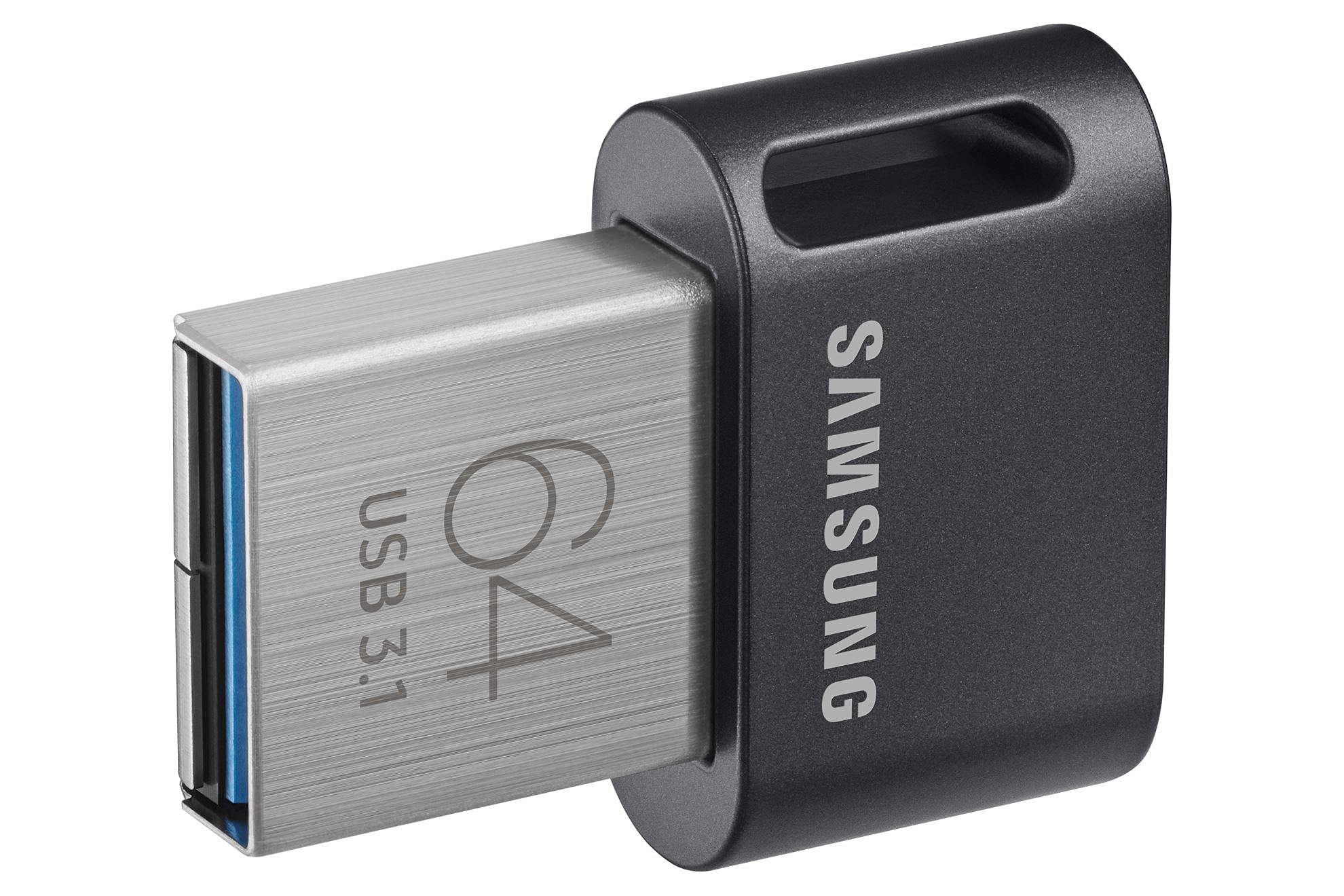 Samsung FIT Plus USB Flash Drive Type-A 64GB 300MB/s Read 30MB/s Write Compact USB 3.1 Flash Drive with Key Ring, Gray, MUF-64AB/APC