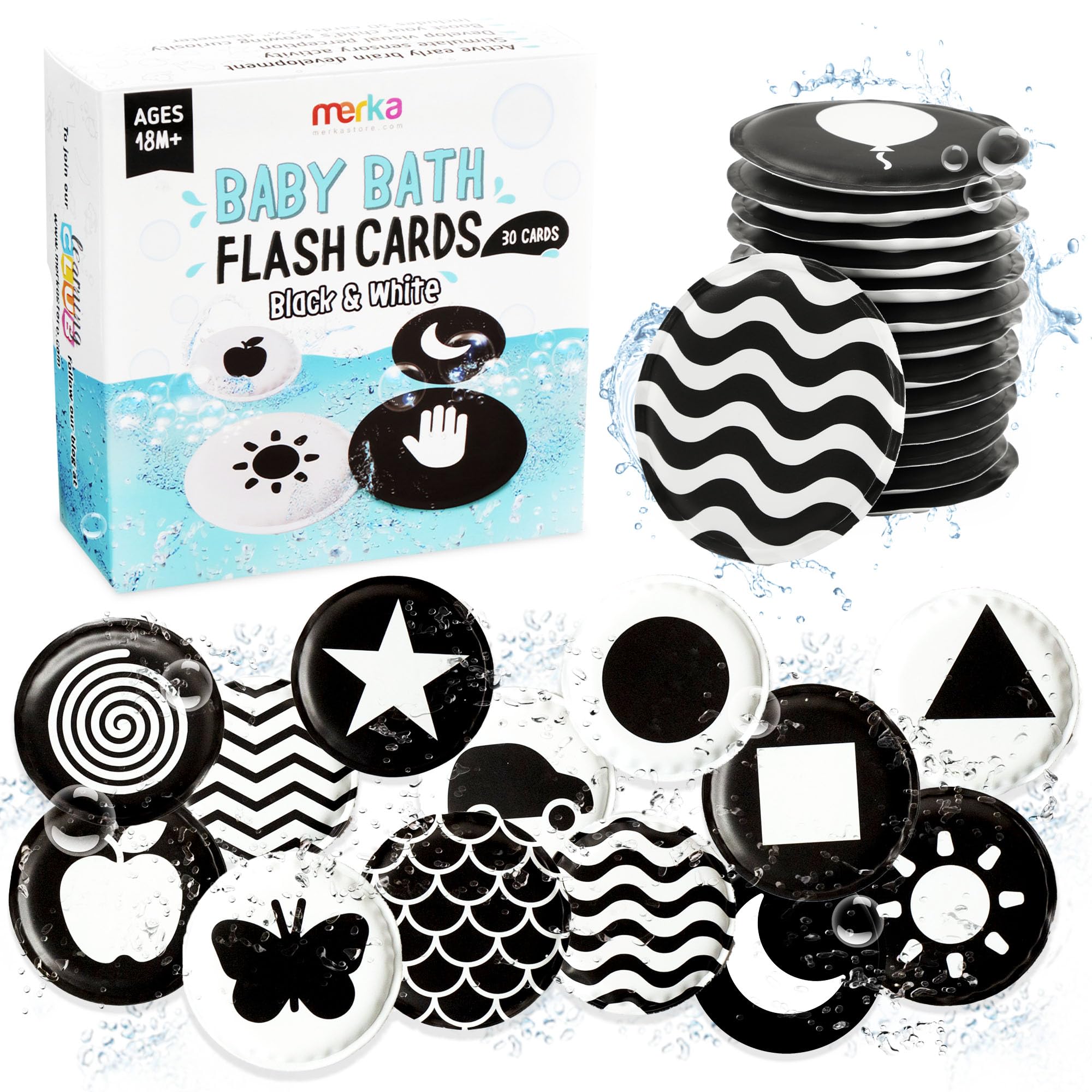 merka Bath Books for Toddlers, Bath Letters and Numbers for Toddlers, Set of 36 Floating Flashcards, ABCs, and Numbers, Learning Activities for Babies and Preschool Kids, Alphabet Learning Toys