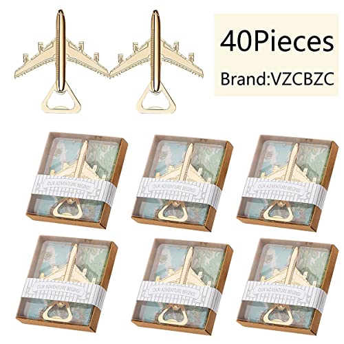 40PCS Airplane Bottle Opener for Wedding Favors Air Plane Travel Beer Bottle Openers for Guests,Party Souvenirs or Decorations