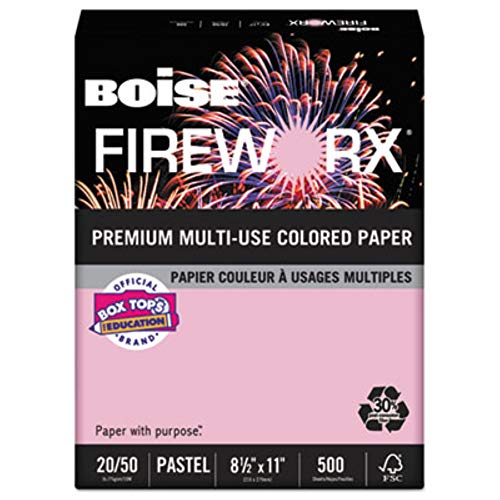 boise FIREWORX Colored Paper, 20lb, 8-1/2 x 11, Powder Pink, 500 Sheets/Ream
