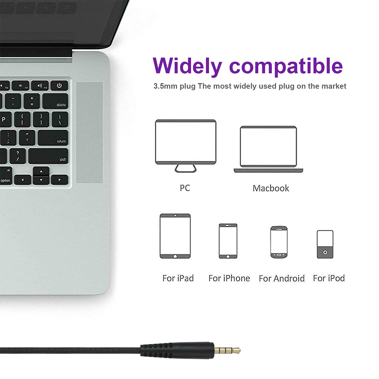 Anivia Over Ear Headphones Wired with Surround Sound, Bass, Volume-Control, Soft Memory Earmuffs for Multi-Platforms - 3.5mm Headsets Stereo Gaming Headset with Microphone - Black Purple