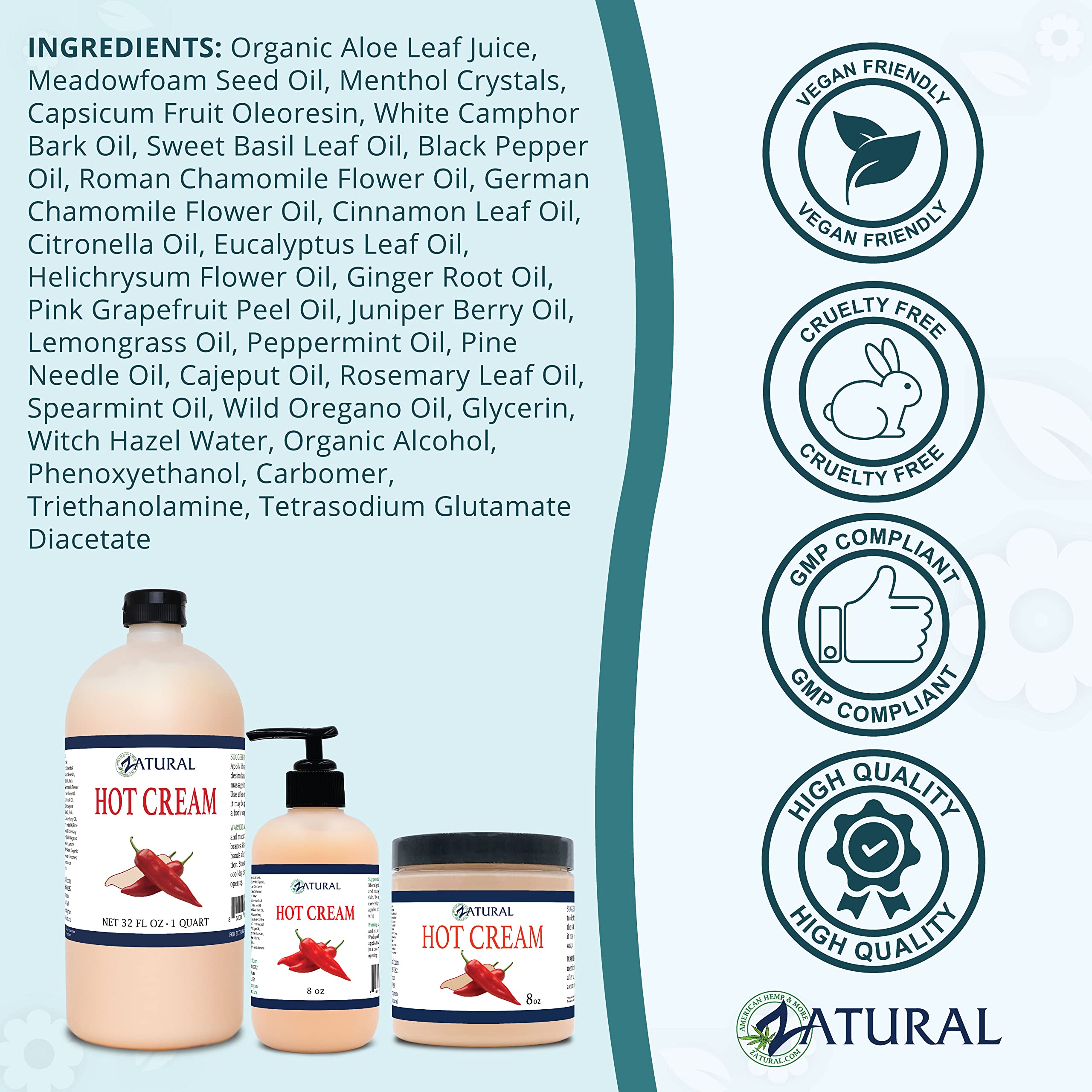 Zatural Hot Cream Relaxing Cream Muscle Rub Skin Tightning Lotion Body Wraps Skin Firming (8 Ounce)