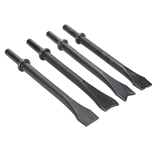 8pcs Smoothing Air Hammer Pneumatic Chisels Tools, 7pcs 0.401'' (10mm) Shank Heavy Duty Pneumatic Air Hammer Chisels High Carbon Steel Accessories Bits with 1pc Spring