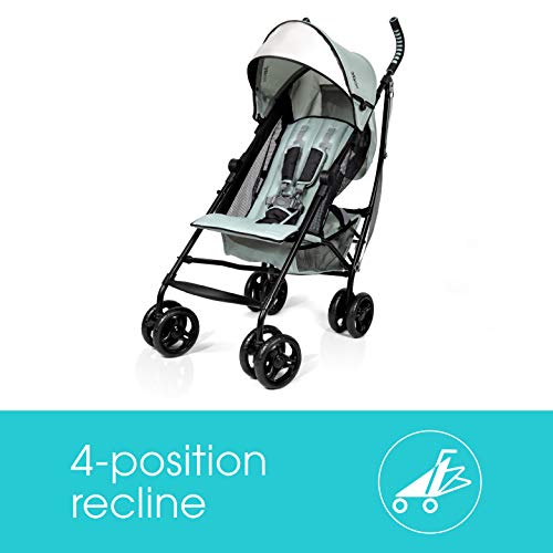 Summer Infant 3Dlite Convenience Stroller, Eucalyptus–Lightweight Stroller with Aluminum Frame, Large Seat Area, Mesh Siding, 4 Position Recline, Extra Large Storage Basket-Infant Stroller for Travel