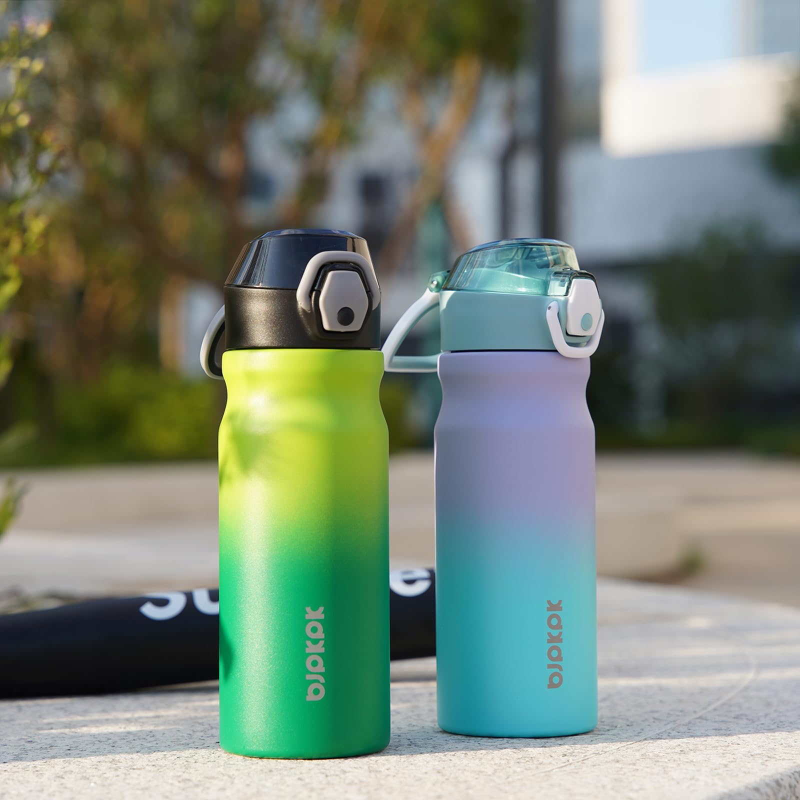 BJPKPK Water Bottle With Straw 18oz Insulated Water Bottles Reusable Stainless Steel Metal Thermos With Leak Proof Lockable Lid And Carry Handle,Oasis