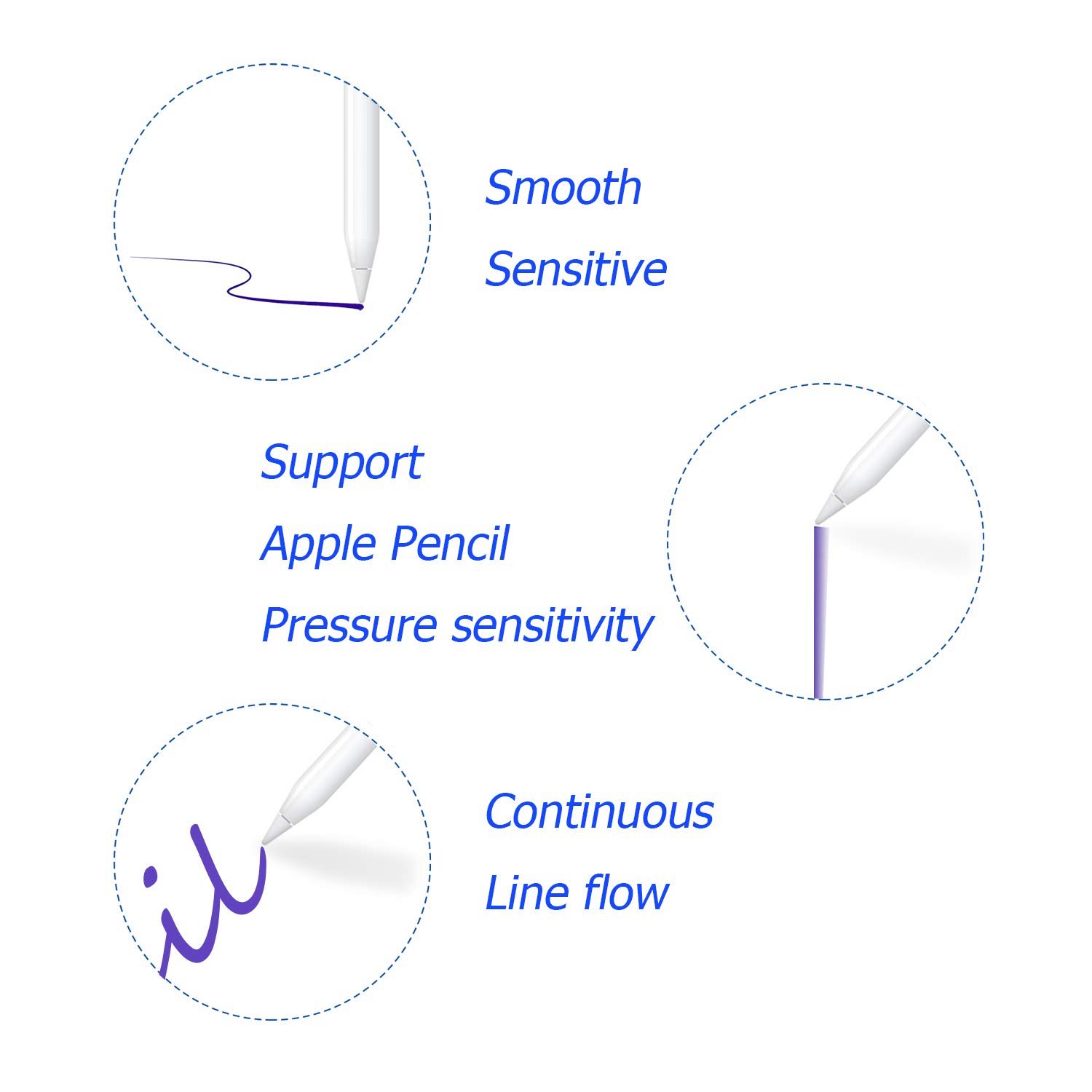 Replacement Tips Compatible with Apple Pencil 2 Gen iPad Pro Pencil, Logitech Crayon Digital Pencil - Apple Pencil iPencil Nib for iPad Apple Pencil 1 st/Pencil 2 Gen White 4 Pack