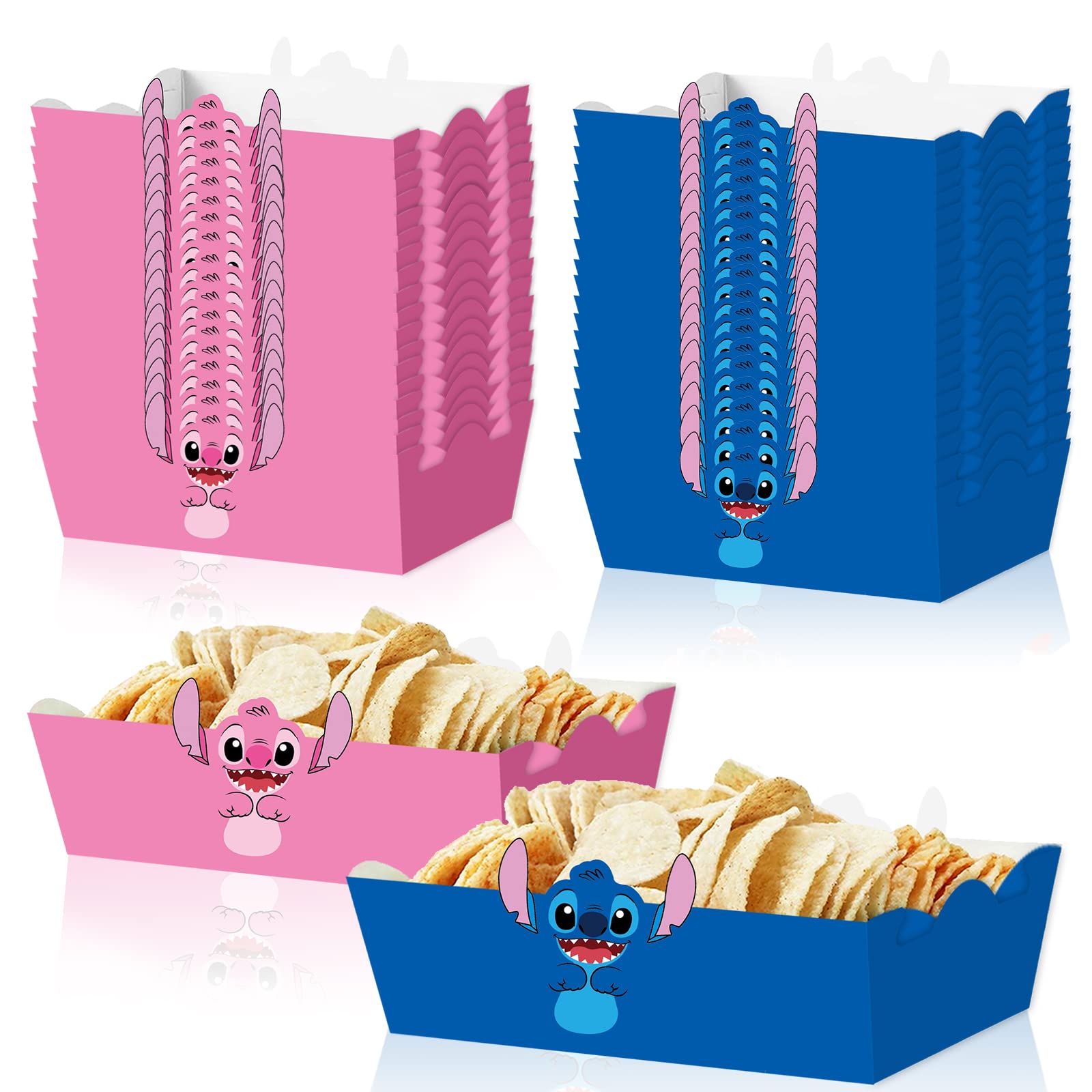 40 Pack Stitch Theme Birthday Party Supplies,Stitch Food Tray Stitch Party Favors Paper Food Serving Tray for Stitch Theme Birthday Party Decorations