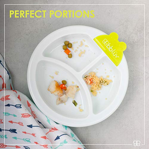 bblüv - Platö - Warming Feeding Plate - 3 Compartments with Suction Base for Baby to Toddler (Lime) - BPA and Phthalate Free