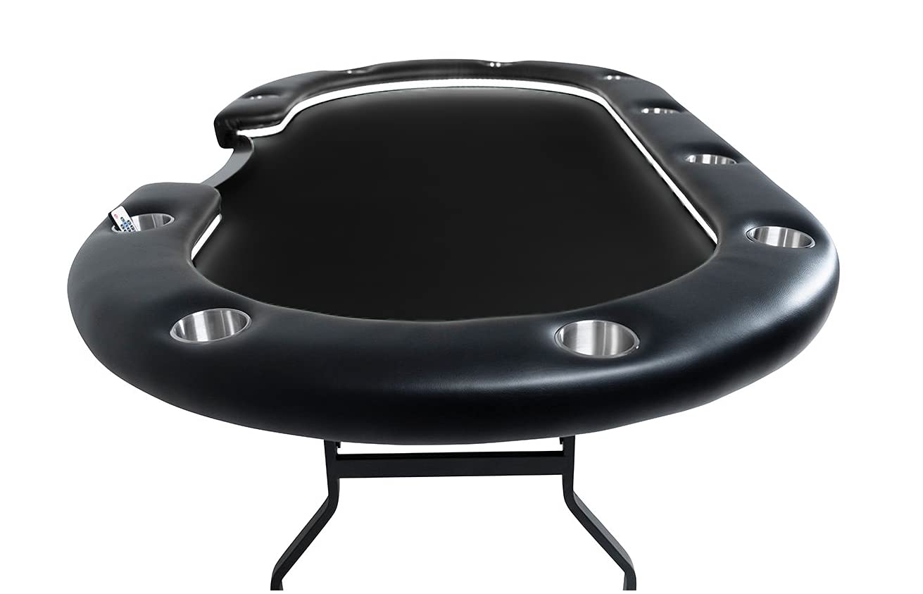 BBO Poker Aces Pro Alpha Lighted Folding Poker Table for 10 Players with Felt Playing Surface, 96.5-Inch Oval (Black)