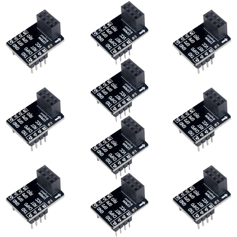 Stemedu ESP8266 ESP-01 Adapter ESP01 Breakout Board for ESP01S Wireless Serial WiFi Transceiver Network Module, Combo 10.