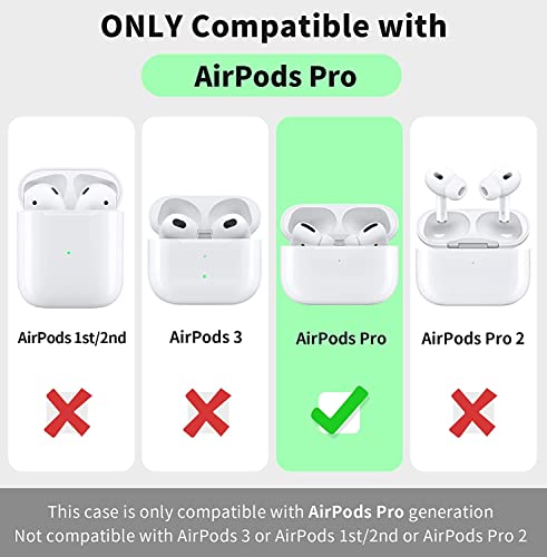AirPods Pro 1st Generation Case with Cleaner kit Replacement Ear Tips Silicone Protective Charging Headphone Cover with Keychain,Cleaning Pen for Air pods Pro Eartips with Noise Reduction Hole Airpod