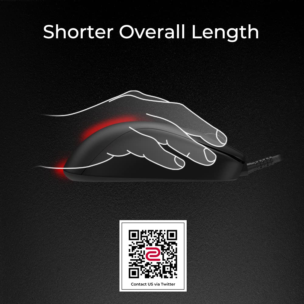 BenQ Zowie S1-C Symmetrical Gaming Mouse | Professional Esports Performance | Driverless | Paracord Cable | Revisioned C-Features | Matte Black | Medium Size