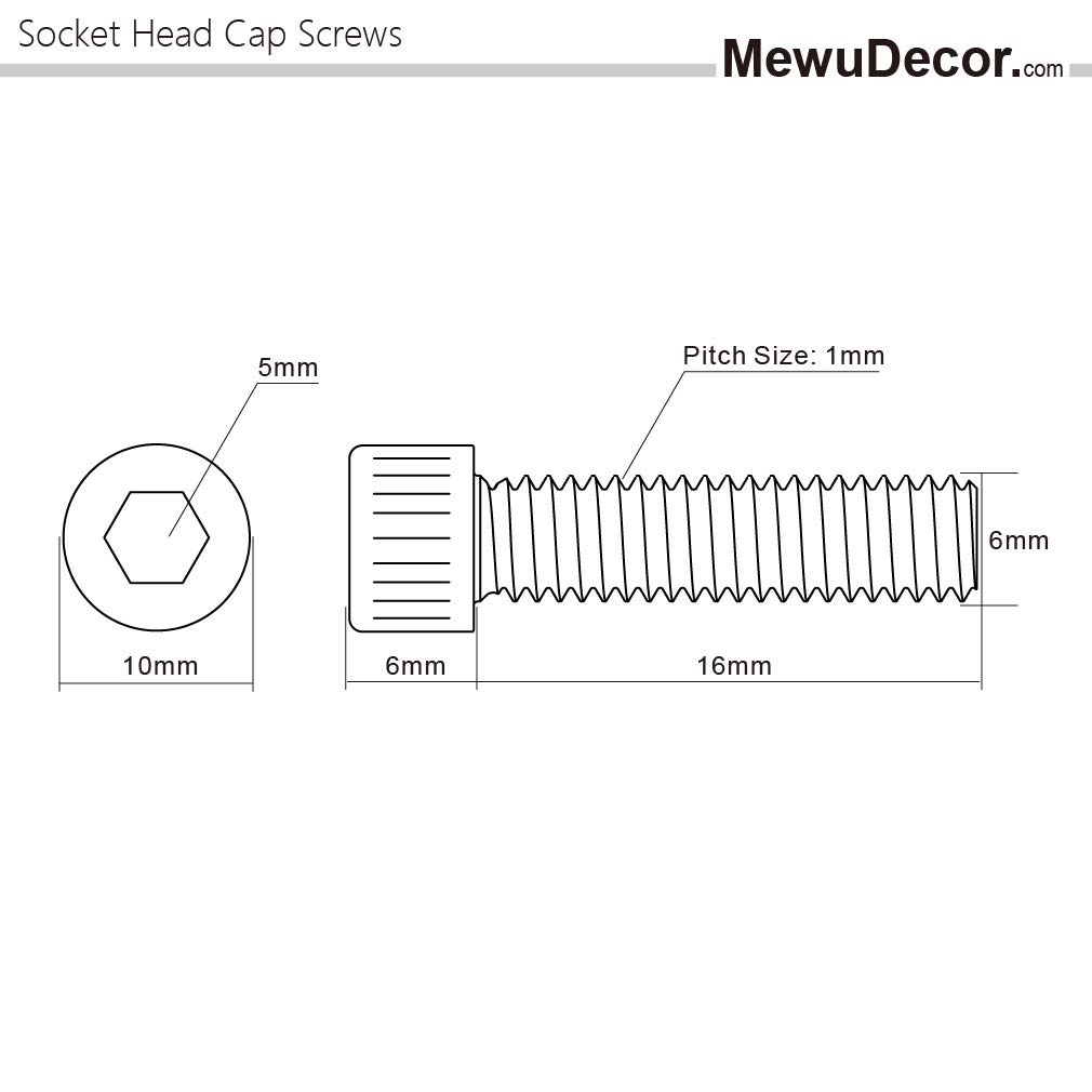 M6-1.0 x 16mm Socket Head Cap Screws Metric, Allen Socket Drive, Stainless Steel 18-8 (304), Full Thread, Bright Finish, Machine Thread, 40 PCS