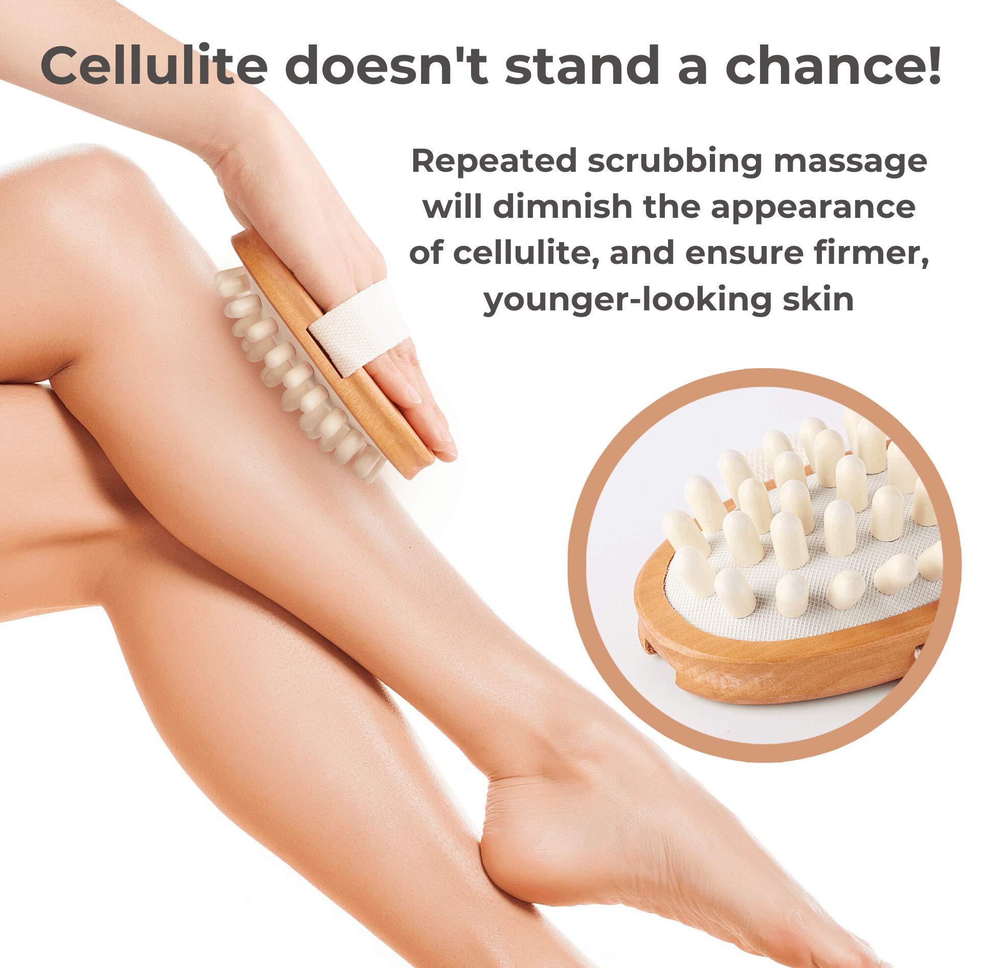 Dry Brushing Body Brush Set – Natural Bristle Spa Exfoliator Kit with Face Cleansing Brush, Long Dry Brushing Body Brush for Lymphatic Drainage & Massaging Cellulite Brush for Smooth, Radiant Skin