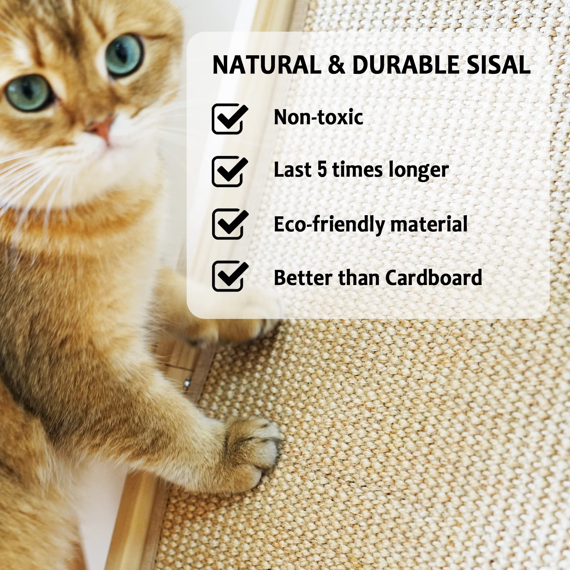 Meeyoview Cat Scratcher, L-Shape Cat Scratching Pad, Cat Scratch Furniture Protector, Durable and Natural Sisal Cat Scratching Post for Indoor Cats