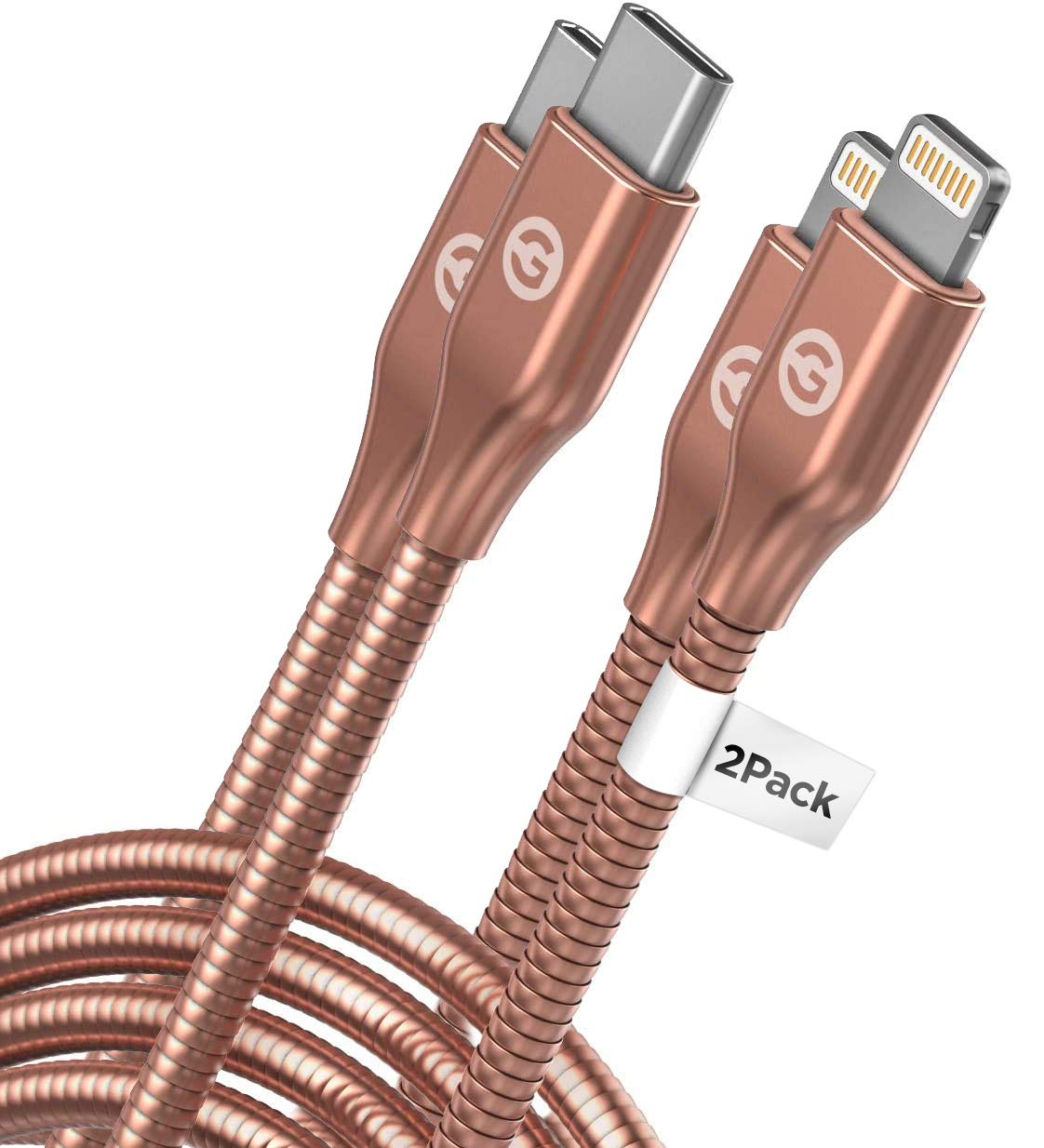 GALVANOX (2 Pack) Pet Proof iPhone Charger - Braided Metal Lightning to USB-C Charging Cables [Apple MFi Certified] Ultra Durable ChewProof Cord (4 Ft.) Compatible with iPhone and iPad