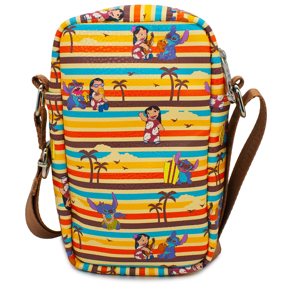 Disney Bag, Crossbody, Lilo and Stitch, Poses Stripe Multi Color, Vegan Leather