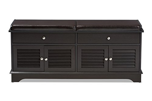 Baxton Studio Laertes Modern and Contemporary Dark Brown Wood 2-Drawer Shoe Storage Bench