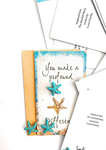 Smiling Wisdom - Bulk 30 Sets - Starfish Story You Make a Difference - Employee Appreciation Mini Greeting Card and Keepsake Gift Sets - 90 Pieces (Starfish - Kraft Envelopes)