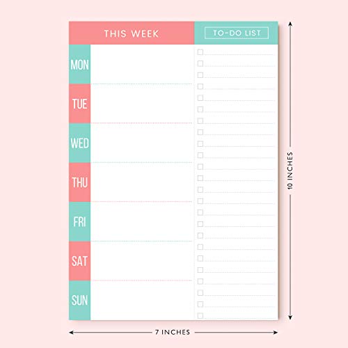 Daily Planner by Sweetzer & Orange - Undated 2023 Planner Plus to Do List – Teal/Orange Magnetic Weekly Planner and Day Planner Notepad - Organizer Planners for College Student, Office or Home