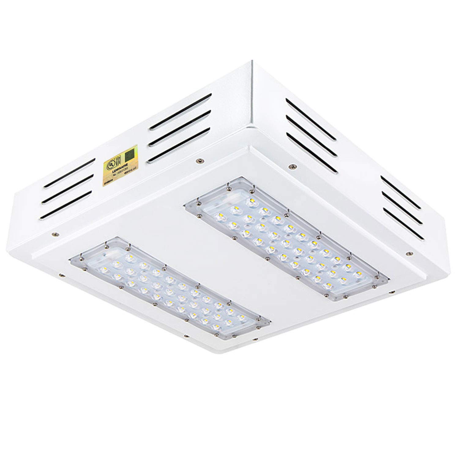 Hytronics 100W LED Canopy Gas Station Light, 5000K 10485Lumens, UL Listed & DLC Certificate, Sheet-Metal Lamp Body, IP 65 Rating Waterproof.