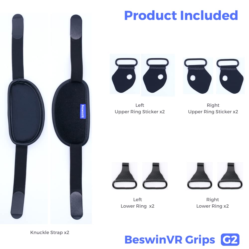 BeswinVR G2- Controller Grips and Knuckle Strap for Oculus Quest, Rift S (Black, 1 Pair)