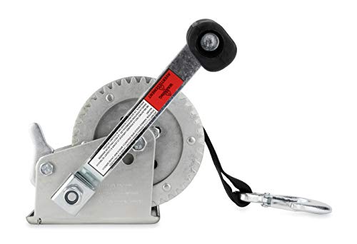 Camco 50000, Trailer Boat Winch | Features a 2-Way Ratchet & 20-Foot Strap with a 2,000lb Weight Capacity
