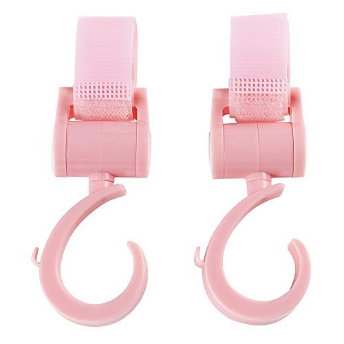 Stroller Hooks Multi Purpose Hook Hanger Clips for Diaper Bags,Purses,Shopping Bags,Perfect Stroller Accessory for Free Your Hands (Pink)