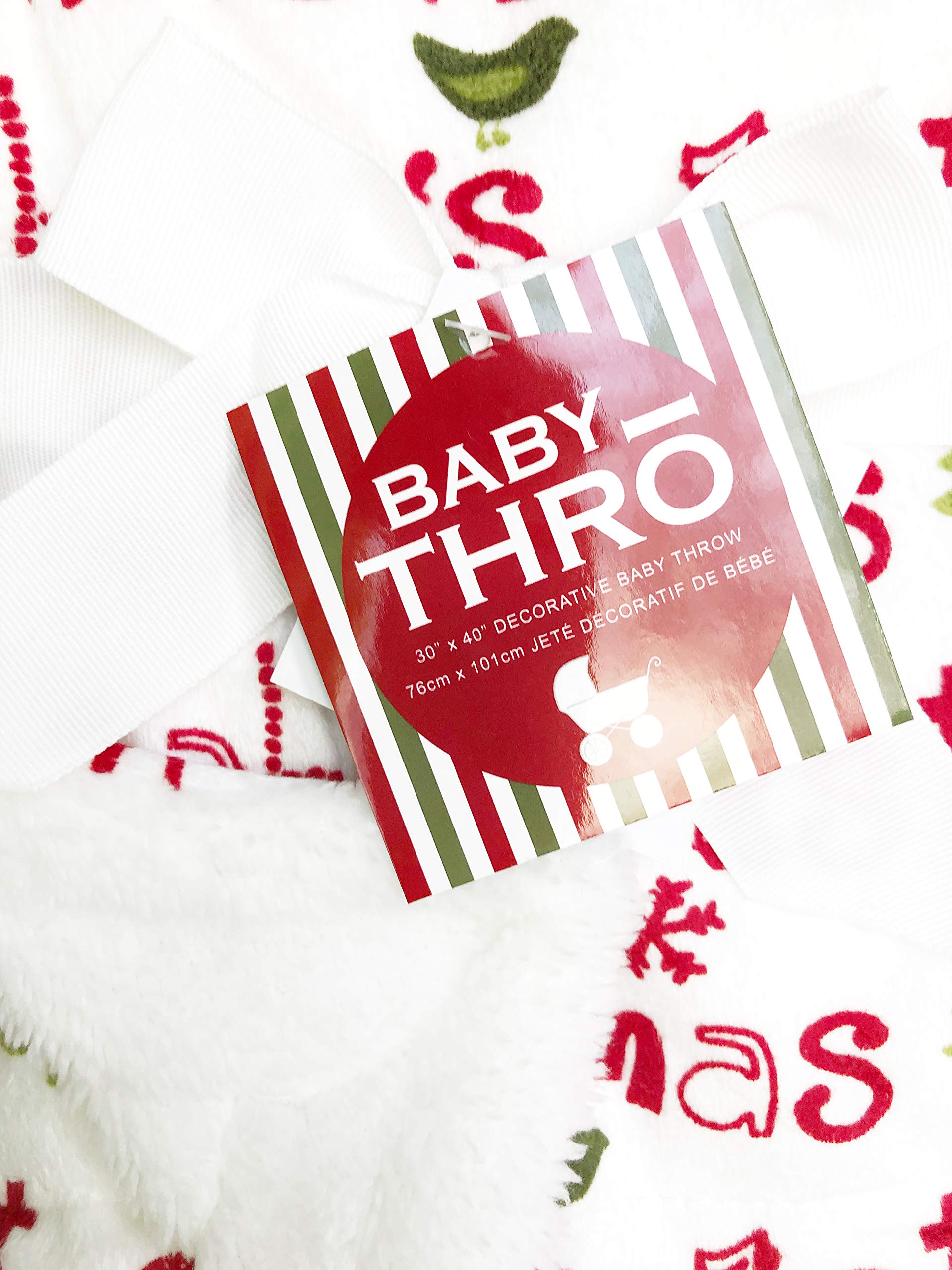 SUAVEC Thro Micromink Decorative Christmas Baby Throw Blanket, 30" x 40" (Baby First Xmas)