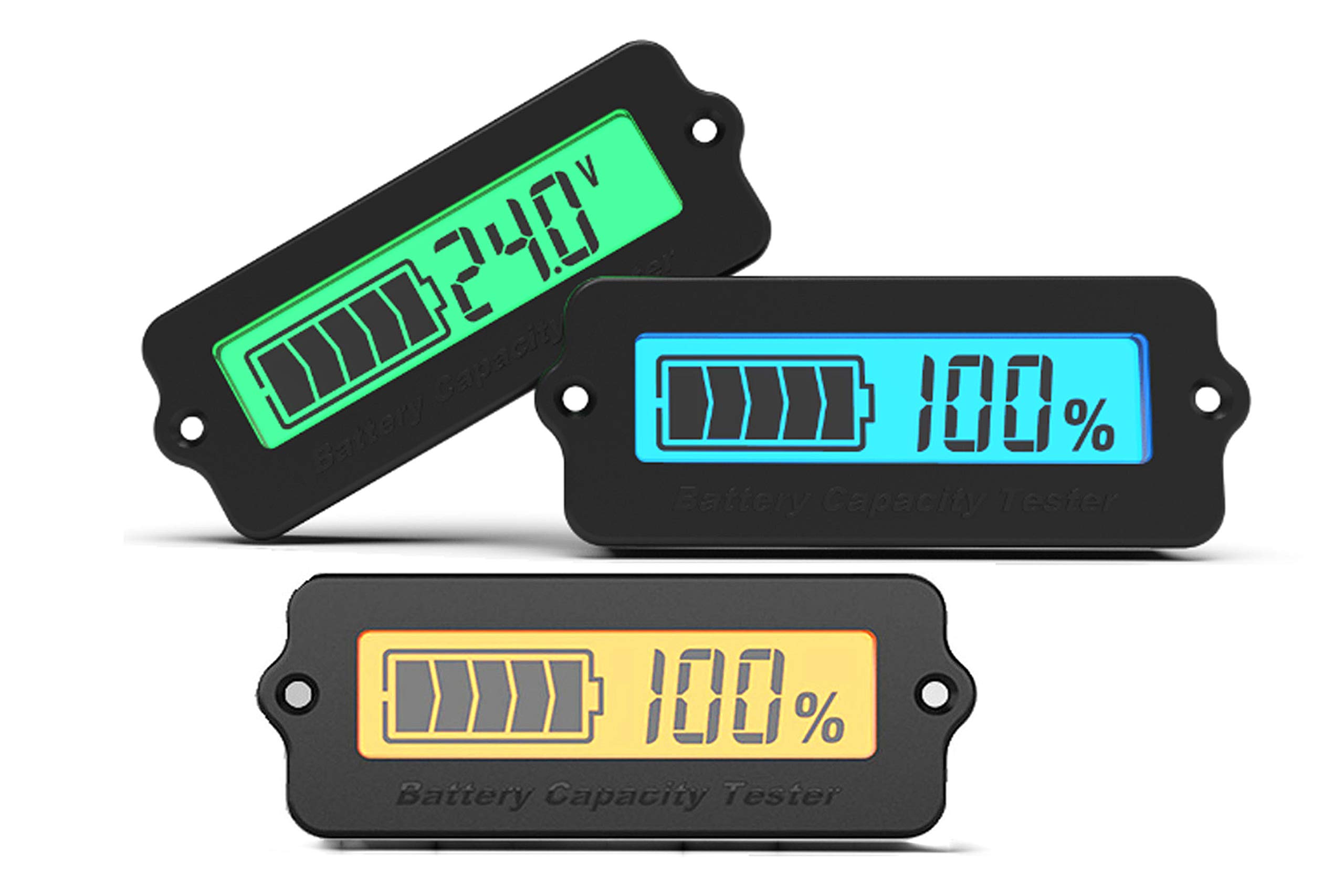 NOYITO DC Battery Meter Tester 8V-63V LCD Digital Battery Capacity Monitor Gauge Blue Green Yellow Suitable for 3-16 Strings Lithium-ion LiFePO4 Battery 12V - 60V Lead-Acid Battery (Yellow)
