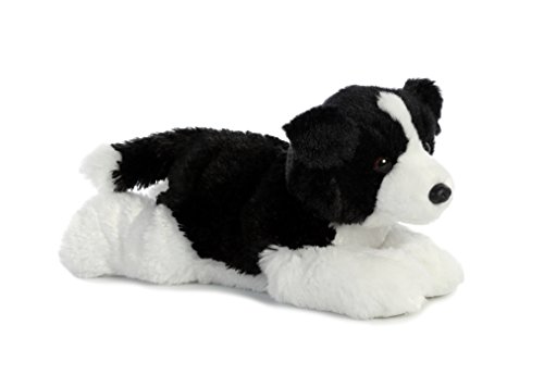 AuroraŽ Adorable Flopsie⢠Border Collie Stuffed Animal - Playful Ease - Timeless Companions - Black 12 Inches