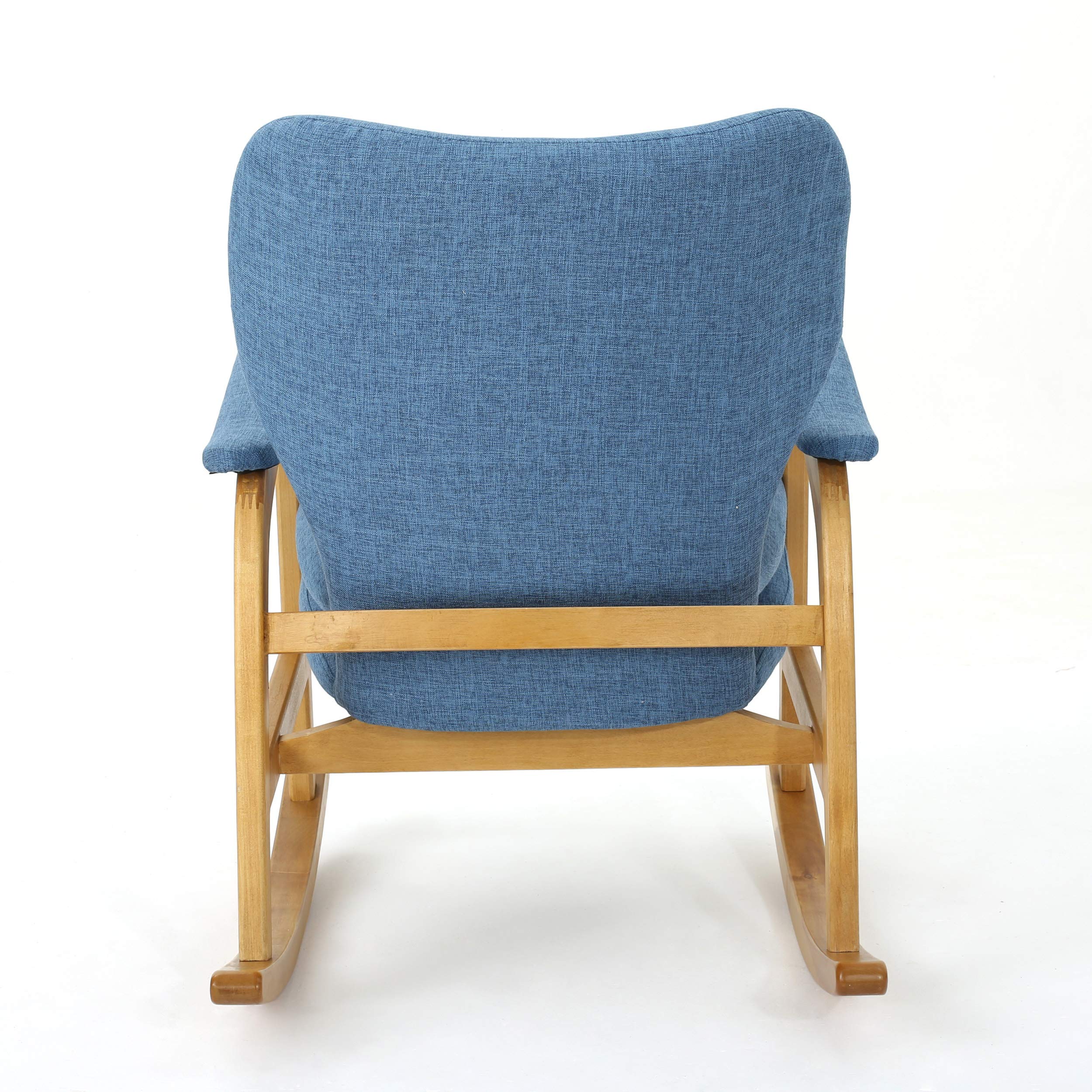 Christopher Knight Home Brannt Mid-Century Fabric Rocker, Muted Blue / Light Walnut