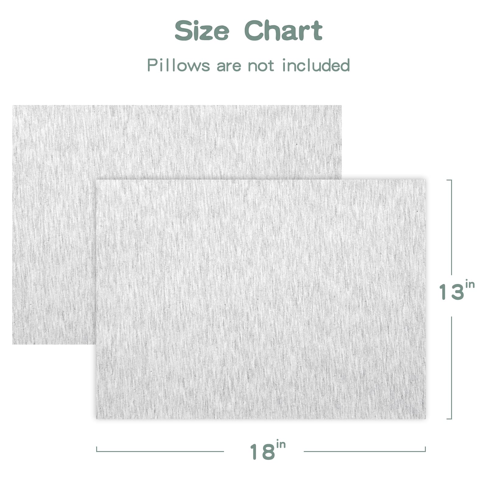 Zenssia Organic Cotton Toddler Pillowcase/Travel Pillowcase Pack of 2 Set 13x18 Inches with Envelope Closure - Soft & Breathable Baby Pillow Case Cover Solid Gray