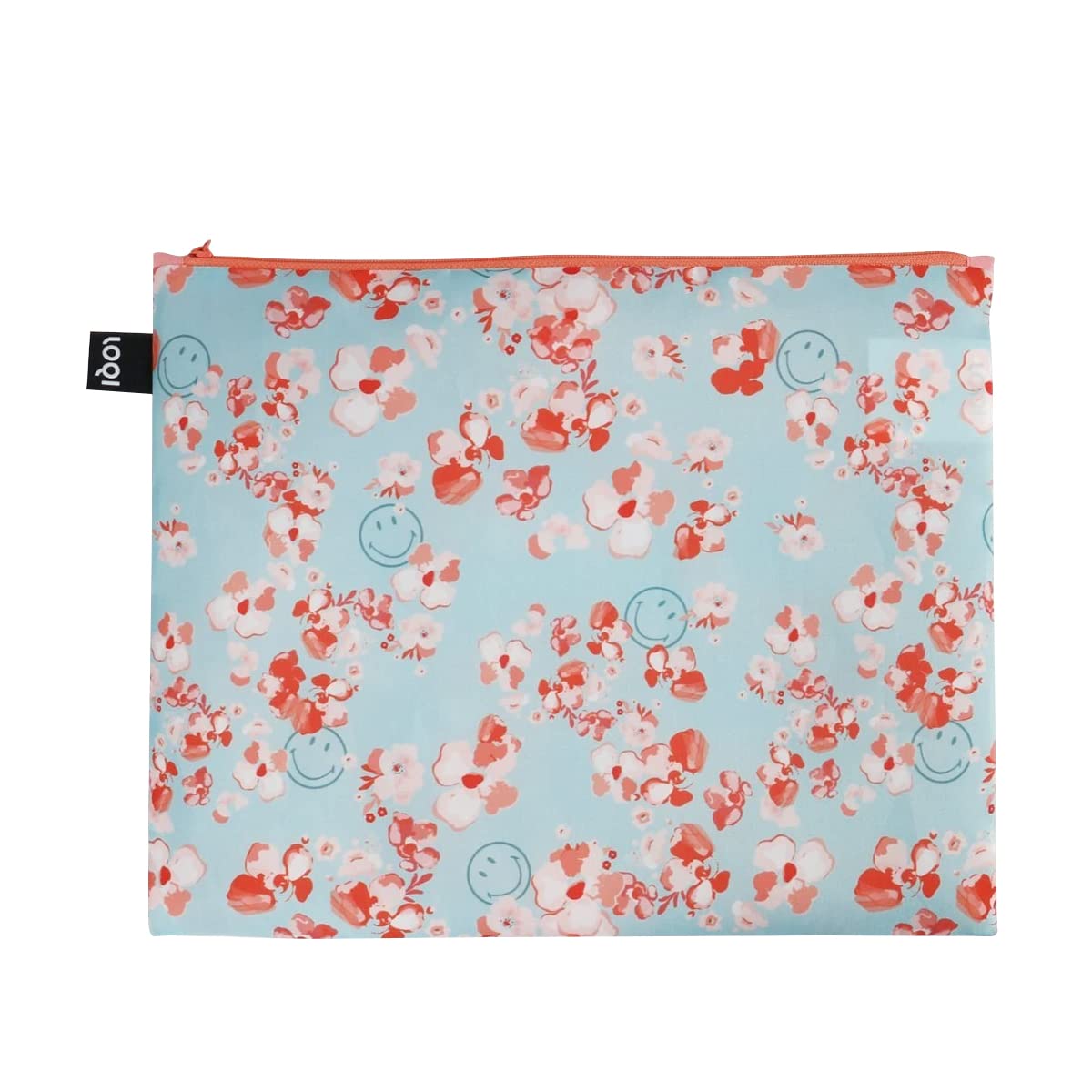 LOQI Artist Smiley Zip Pockets, Set of 3, Blossom & Geometric