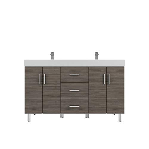 Alya Bath Ripley Bathroom Vanity, 60", Gray
