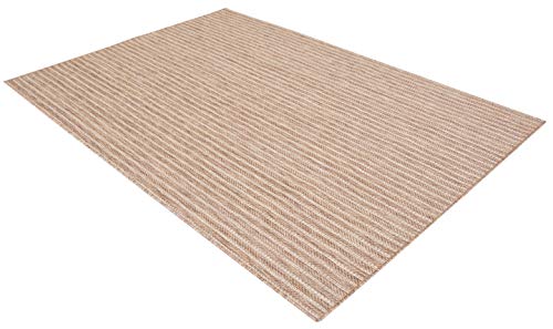 HOMEGNOME Indoor Outdoor Striped Rug (8'x10', Neutral Brown)