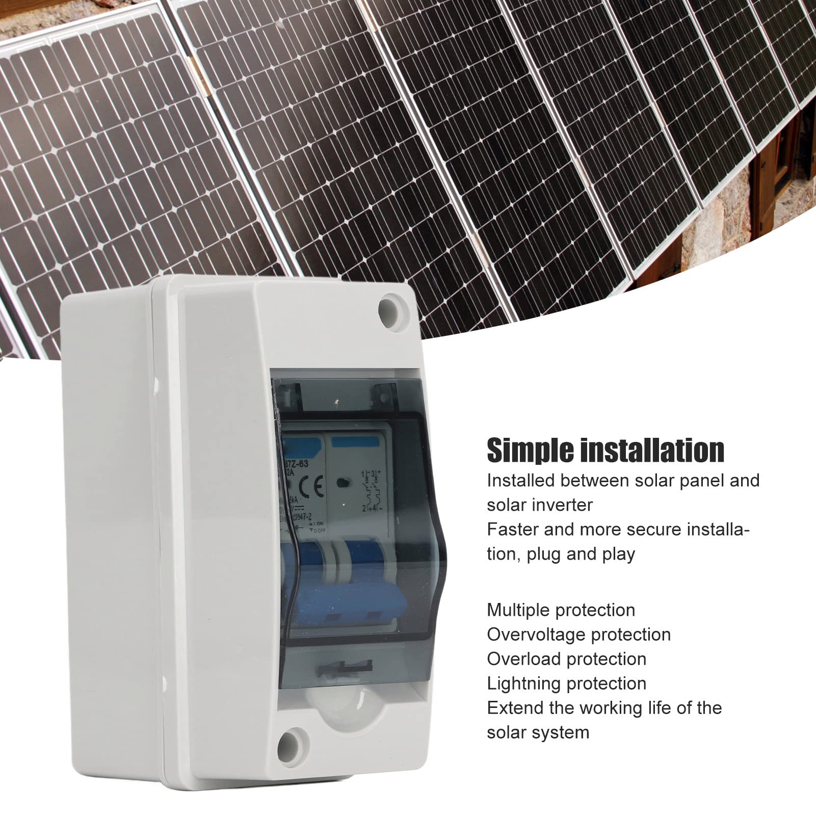 2P 32A 1000V DC Circuit Breaker, 6KA IP65 Waterproof DC Isolator Switch Solar Disconnect Switch for Solar Panel PV System Renogy Solar Panels Switch Panel Solar Panel Disconnect Switch