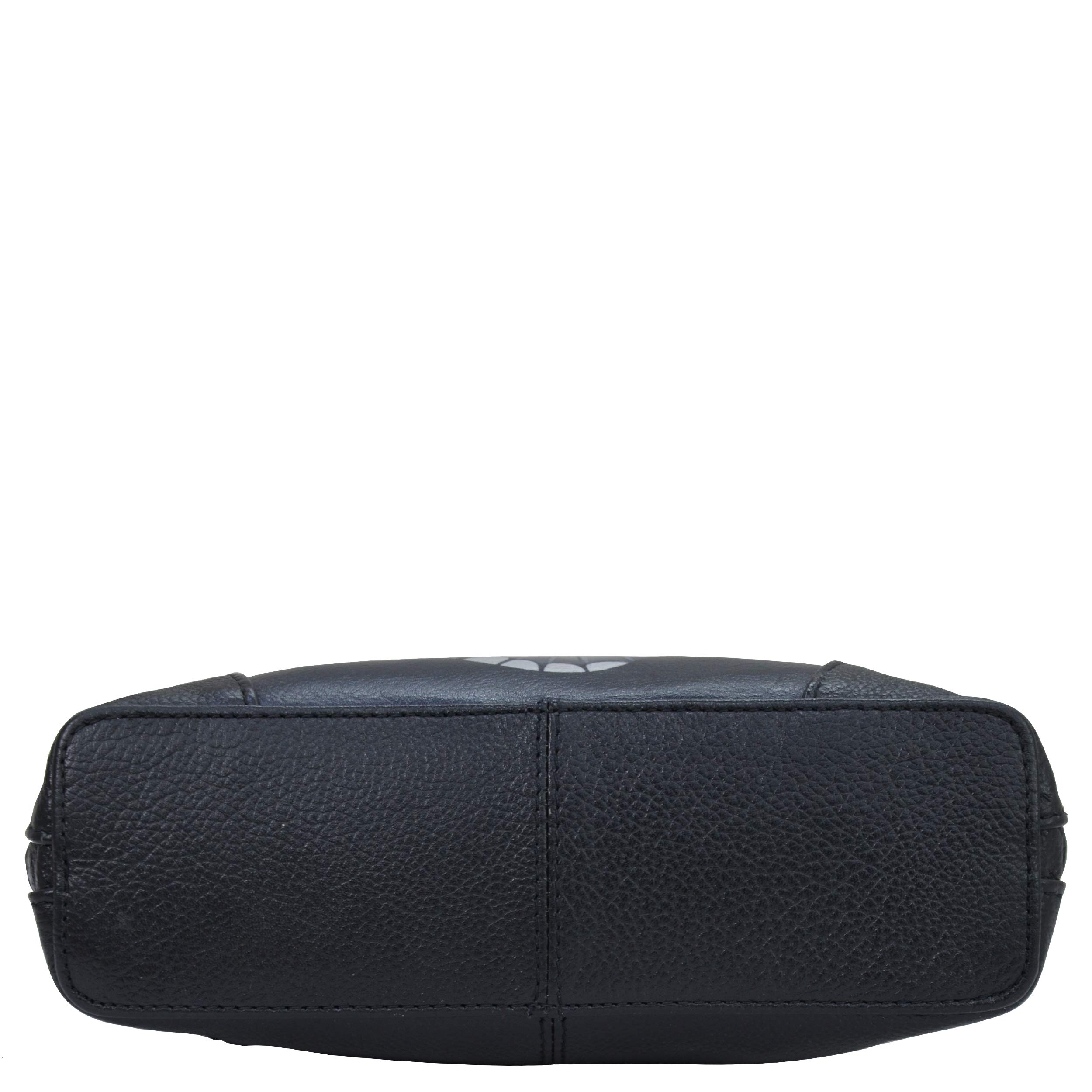 Anna by Anuschka Women's Leather Small Zip-Around Handbag, Multi Compartment Organizer, Butterfly Black