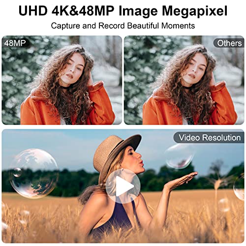 BooHAN Digital Camera,UHD 4K&48MP Video Camera for Photography,Vlogging Youtube,Auto-Focus,18X Zoom,Dual Cameras, Multi-Filters,Travel Portable Beginners,Adults,Teens,Kids-White,(X9)